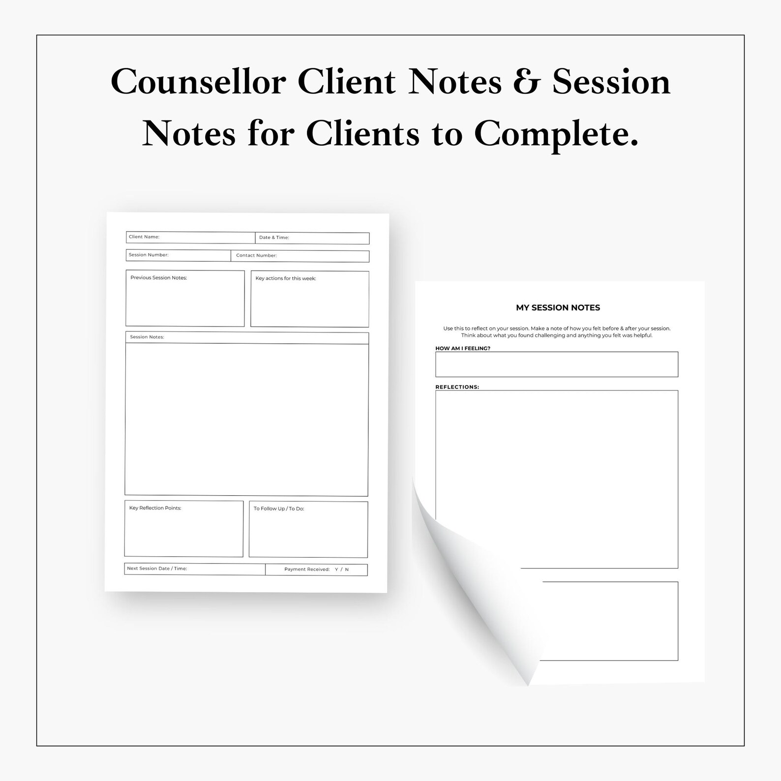 Therapy Client Notes, Counsellor Session Notes, Counsellor Client Notes ...