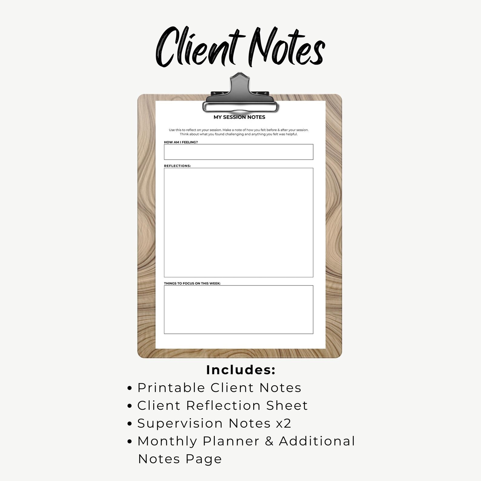 Therapy Client Notes, Counsellor Session Notes, Counsellor Client Notes ...