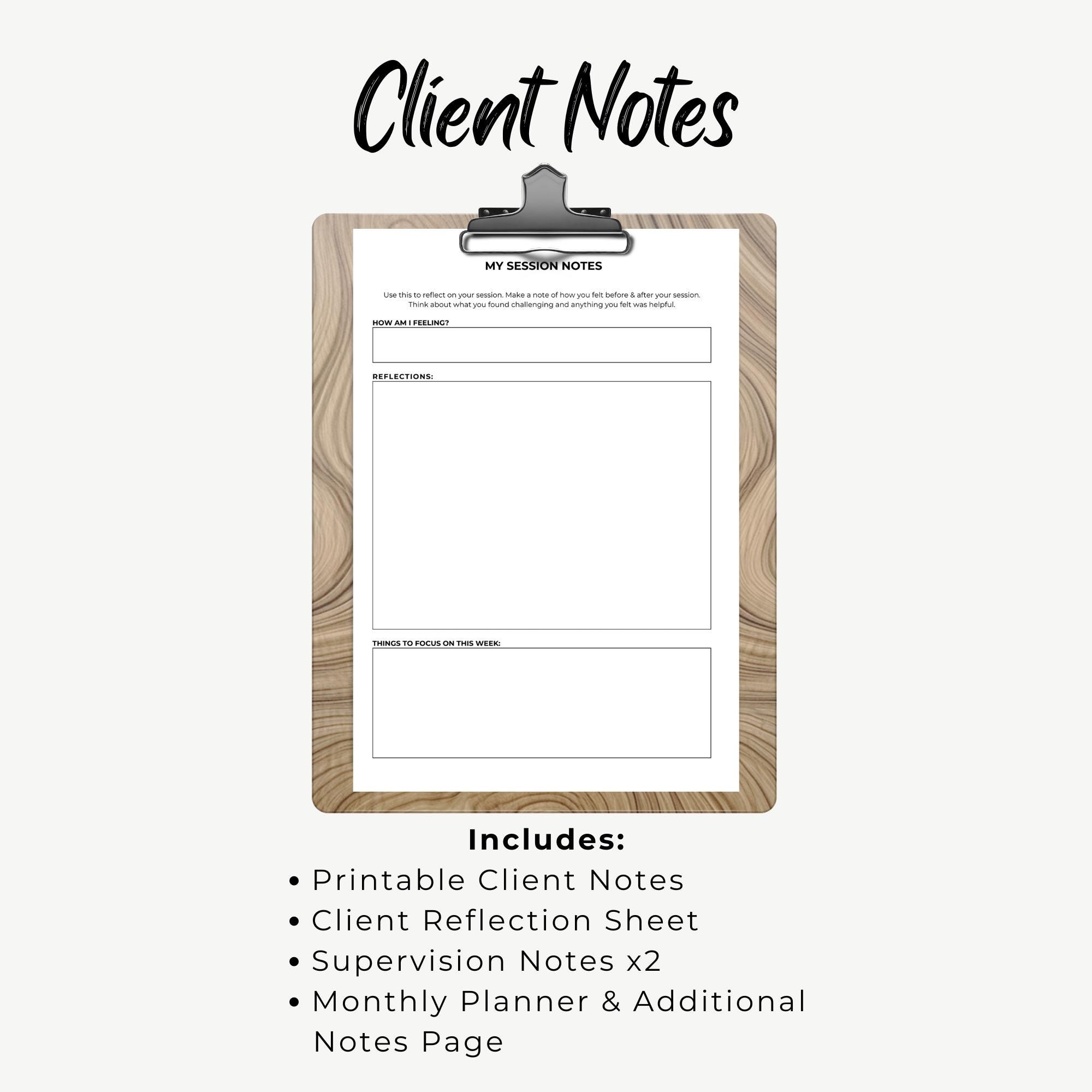 Therapy Client Notes, Counsellor Session Notes, Counsellor Client Notes ...