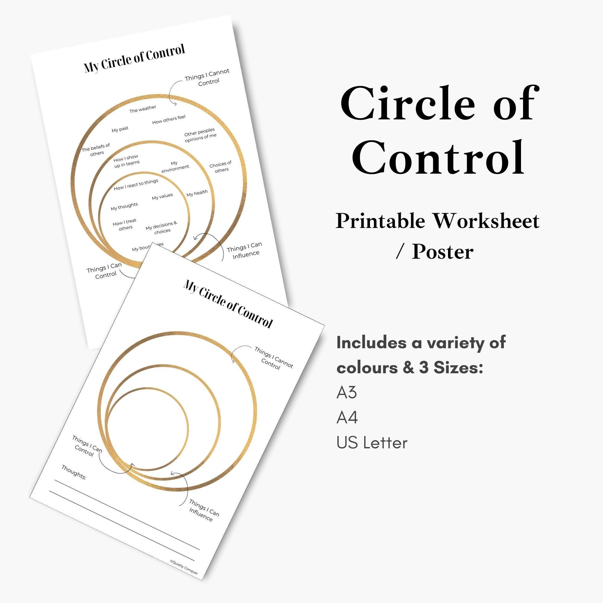 Circle of Control Worksheet & Poster | Printable Mental Health Tool ...