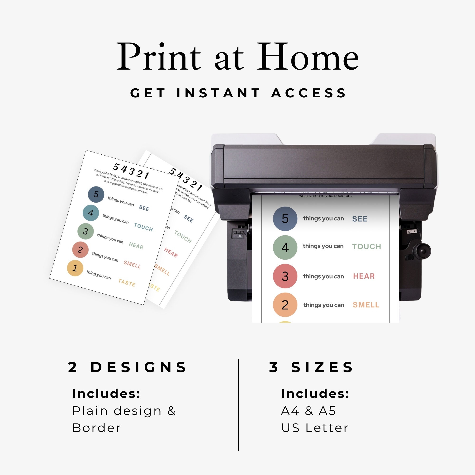 5,4,3,2,1 Poster Grounding Technique Counselling Tools Therapy Digital ...