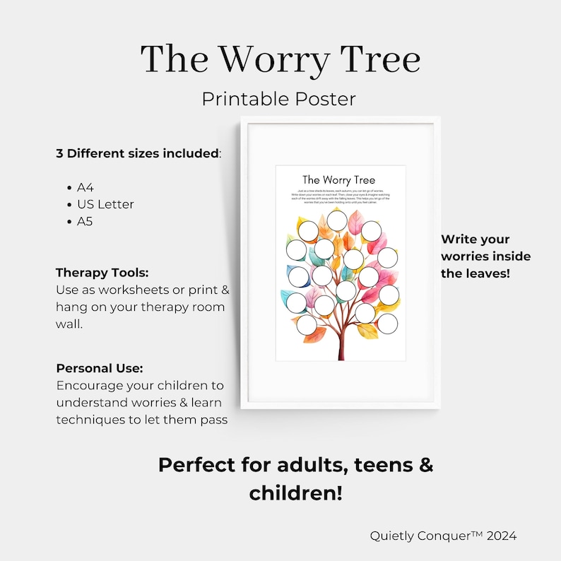 Worry Tree Poster: Mental Health Therapy Tool (printable PDF) - Etsy