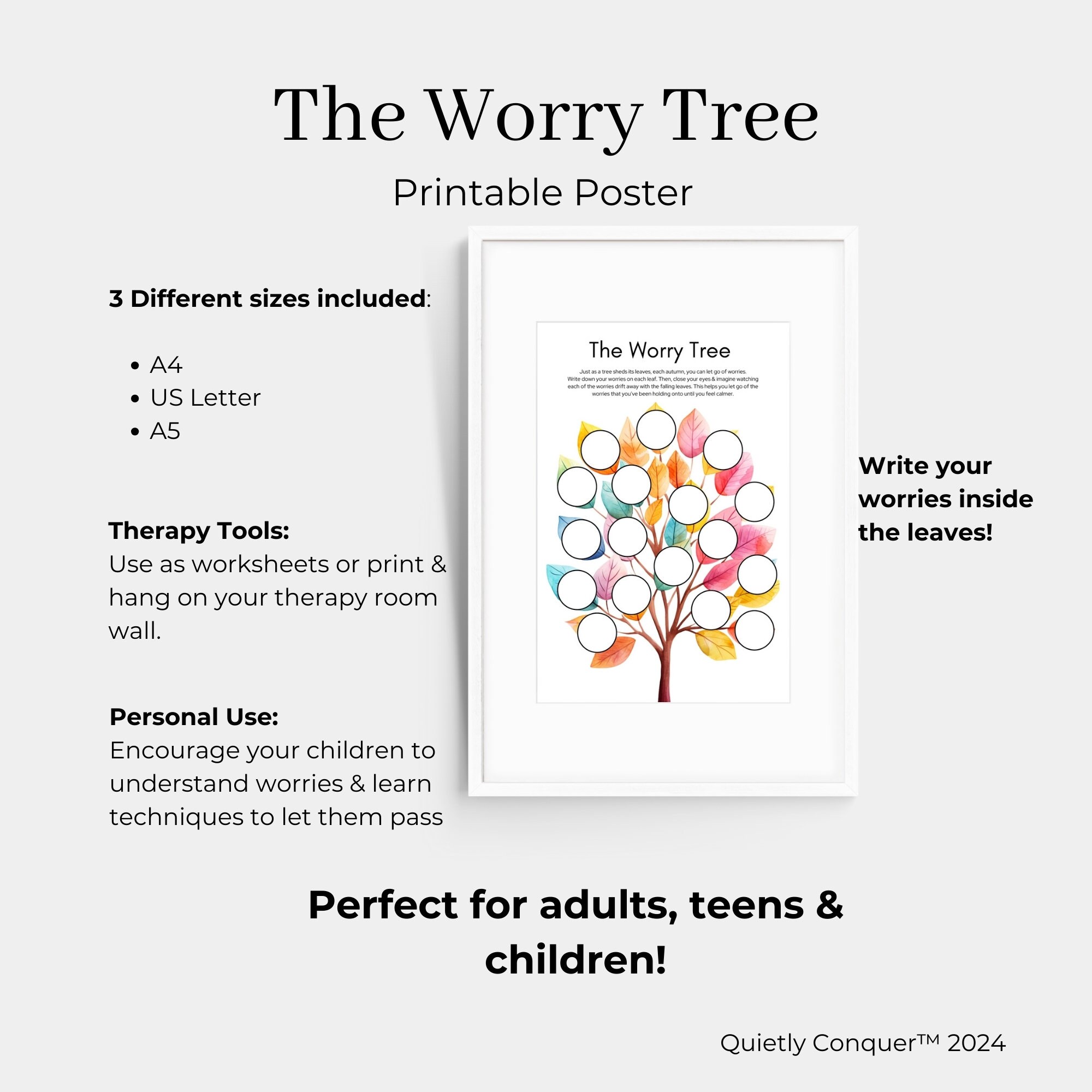 The Worry Tree Poster, Mental Health Poster, Therapy Tools, Counselling ...