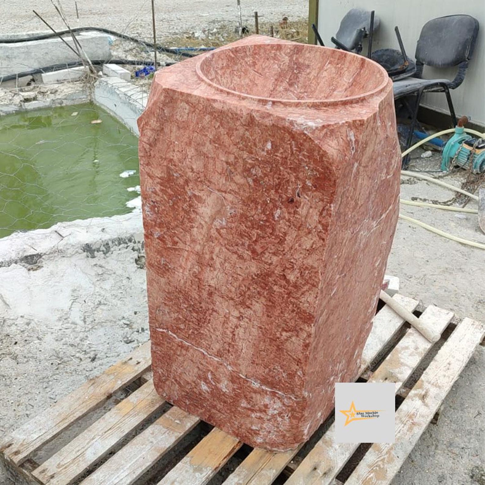 Red Travertine Vertical Sink Farmhouse Sink Toilet Room Sink Hand ...