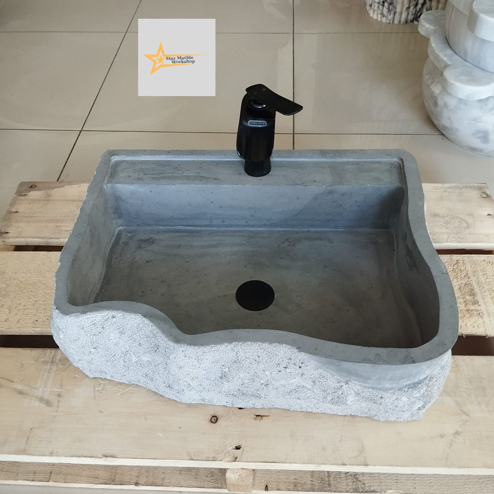 Handmade Basalt Stone Sink – Bathroom Decor, Natural Bathroom Vessel ...