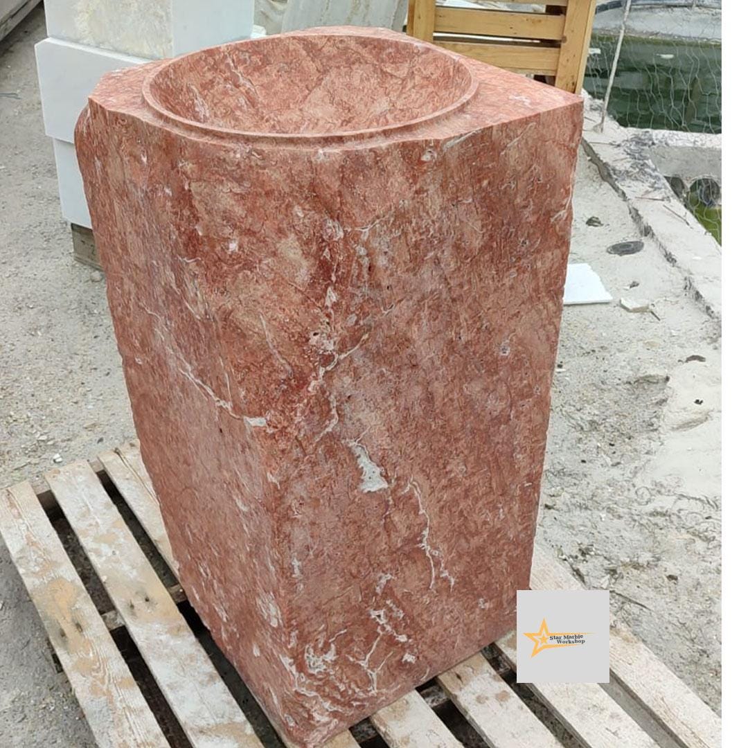 Red Travertine Vertical Sink Farmhouse Sink Toilet Room Sink Hand ...