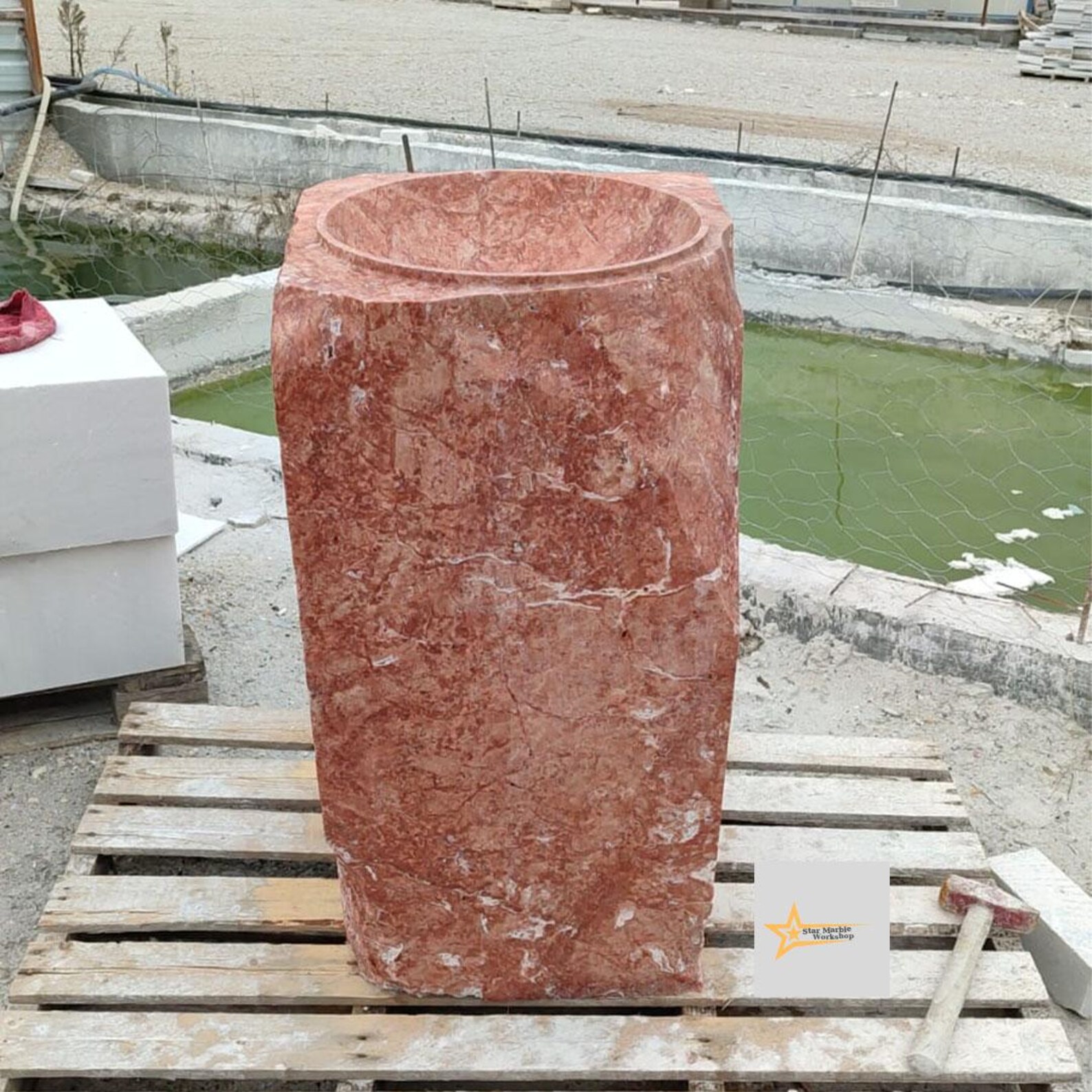 Red Travertine Vertical Sink Farmhouse Sink Toilet Room Sink Hand ...