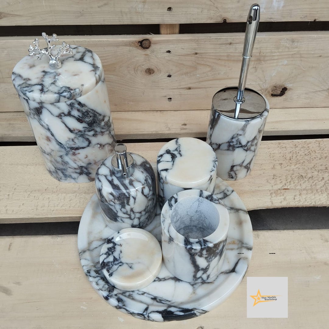 Ready to Ship Calacatta Marble Bathroom Set Luxury Bathroom Marble ...