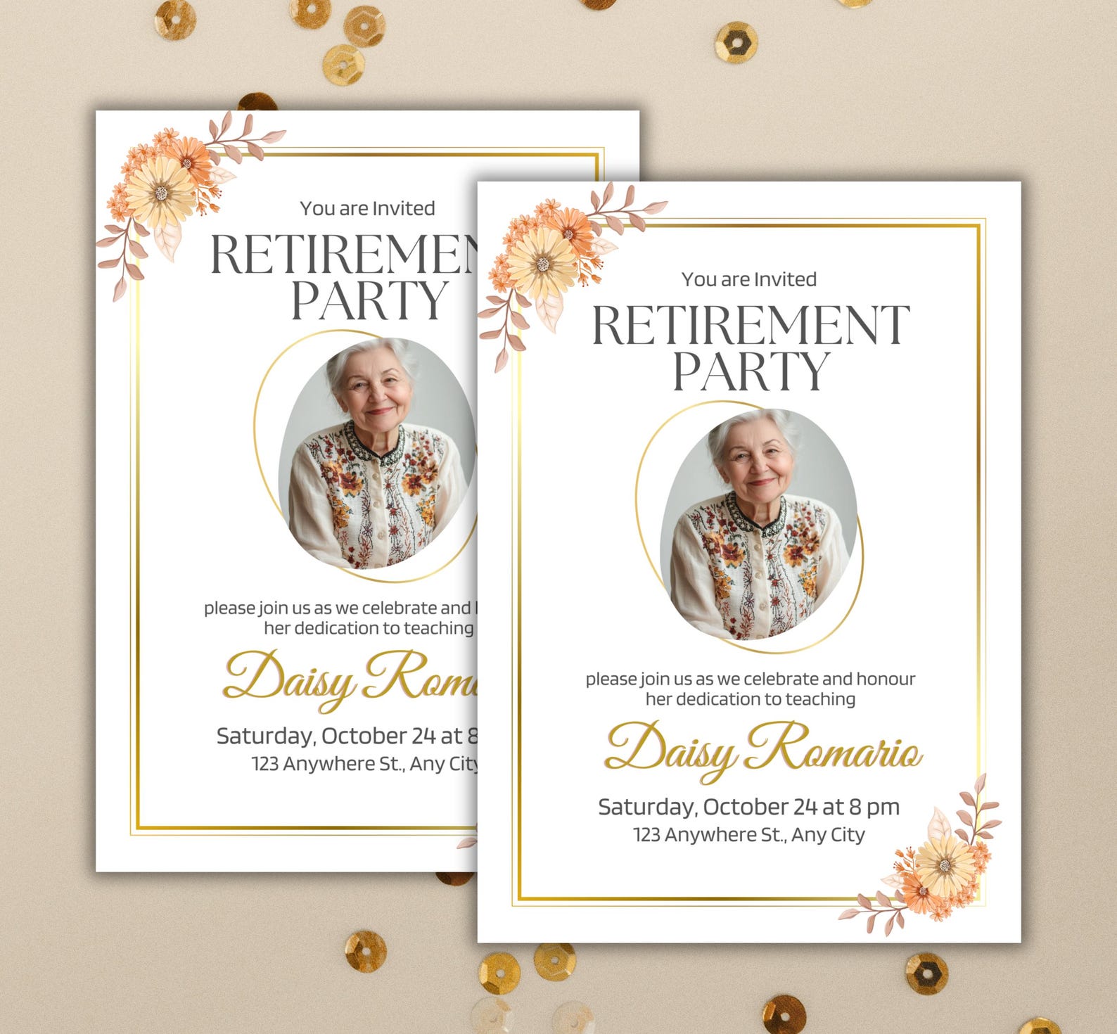 Retirement Party Invitation Card for Work Retire Mens Womens Elegant ...