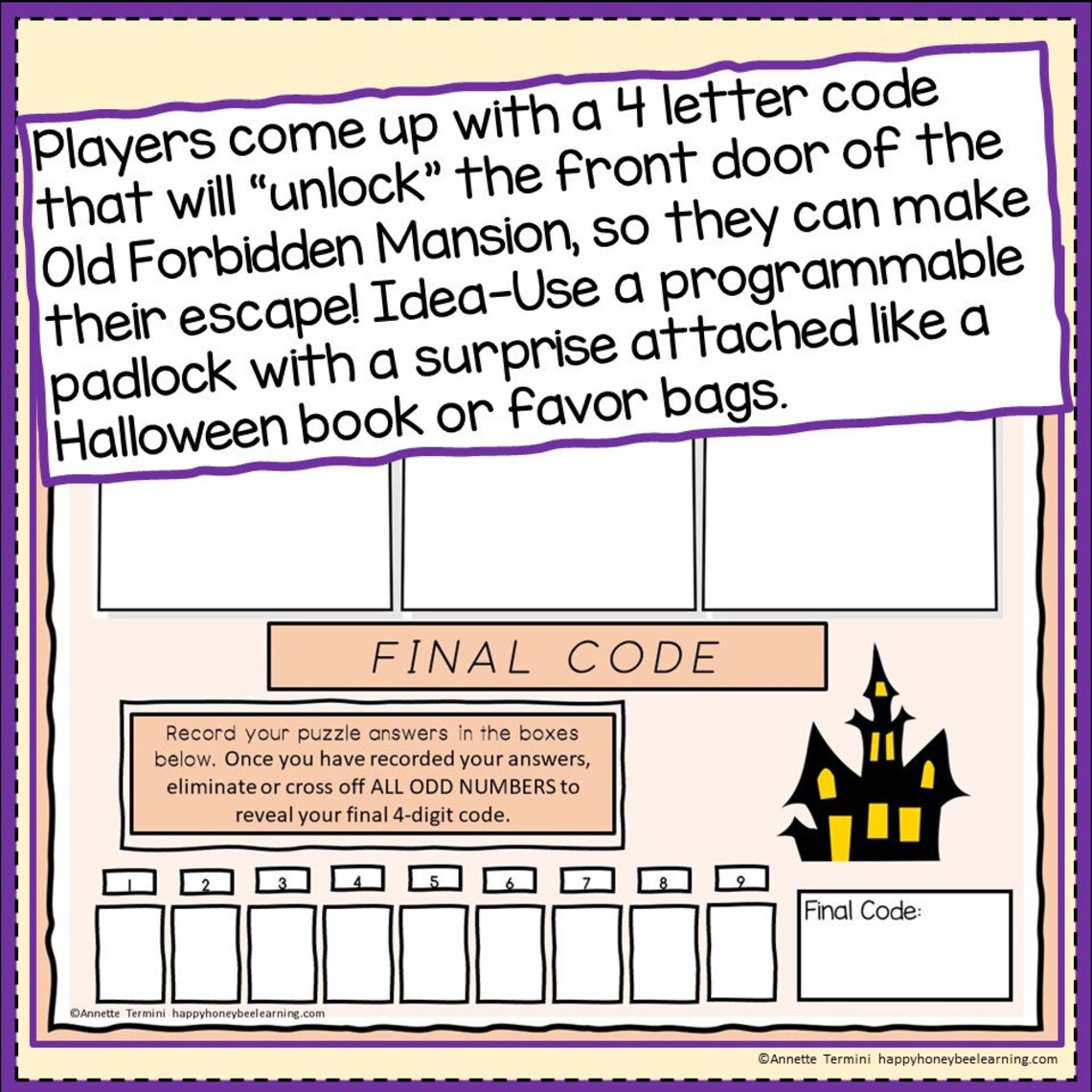 Haunted House Escape Room for Kids - Halloween - Printable Game ...