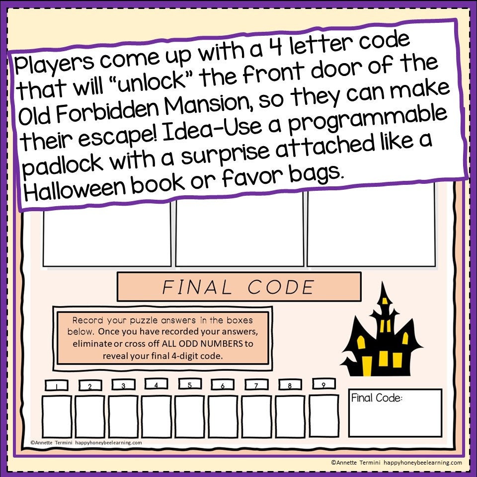 Haunted House Escape Room for Kids - Halloween - Printable Game ...