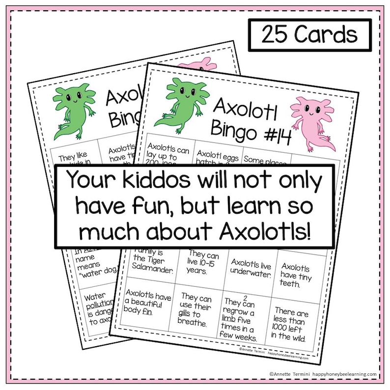 Axolotl BINGO Party for Kids - Complete Party Kit for Birthday Party or ...