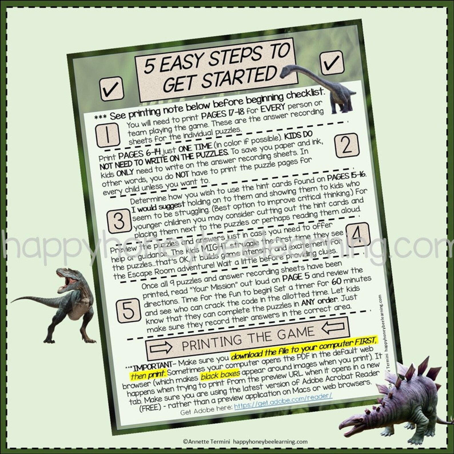 Dinosaur Time Travel Escape Room for Kids - Team Building or Solo ...