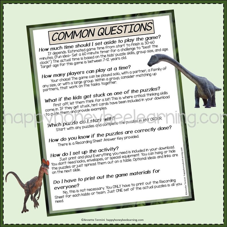 Dinosaur Time Travel Escape Room for Kids - Team Building or Solo ...