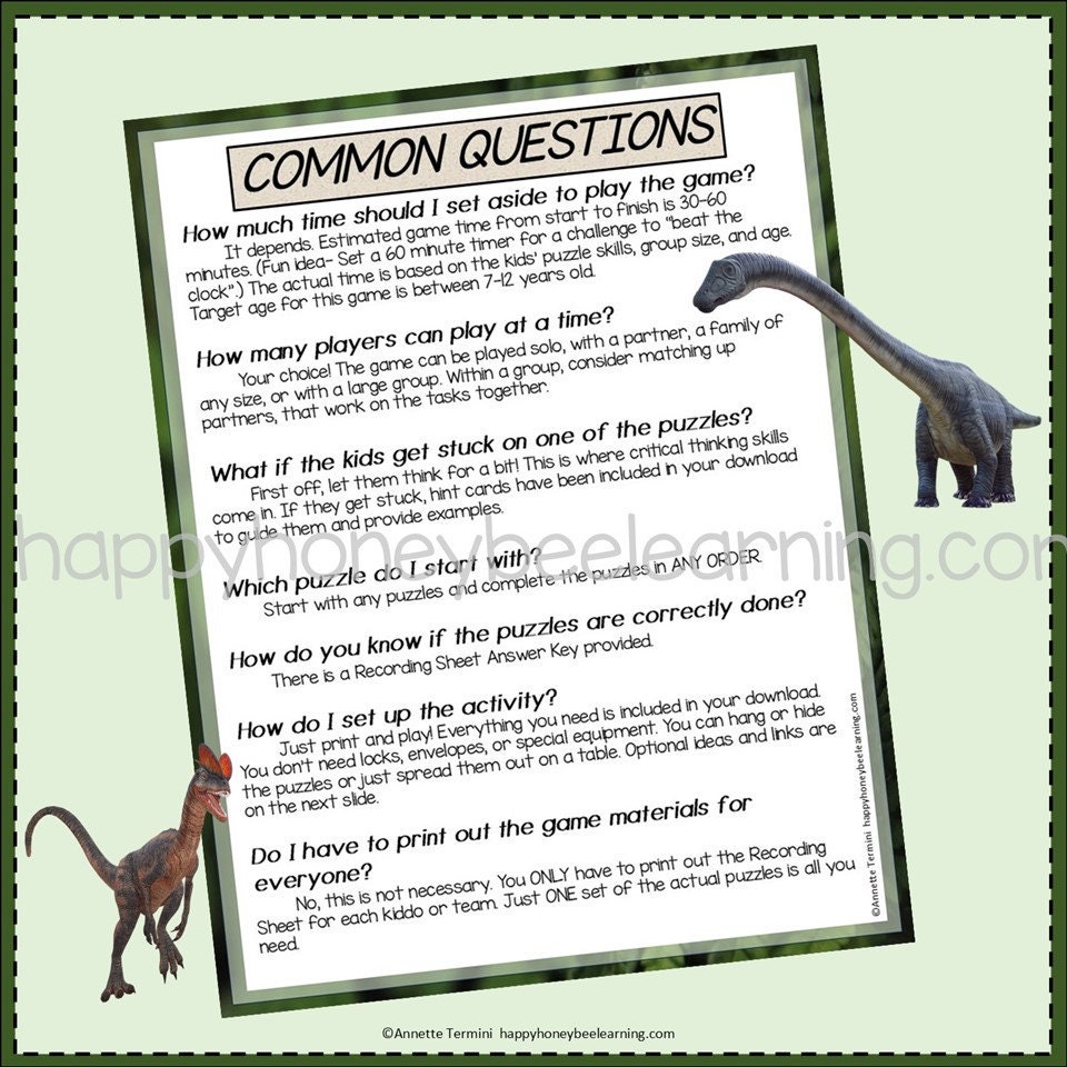 Dinosaur Time Travel Escape Room for Kids - Team Building or Solo ...