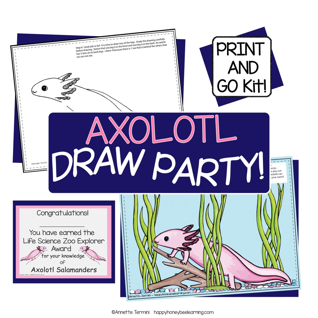 Axolotl DRAW Party for Kids Complete Party Kit for Birthday Party or ...
