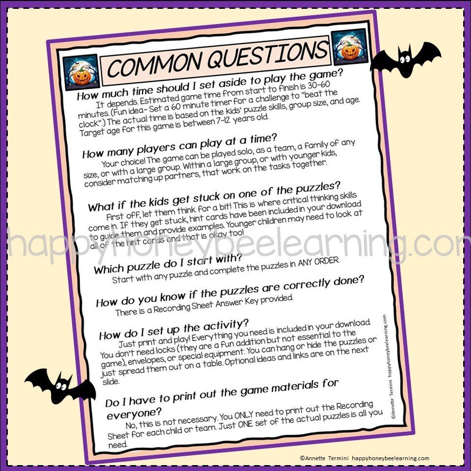Haunted House Escape Room for Kids - Halloween - Printable Game ...