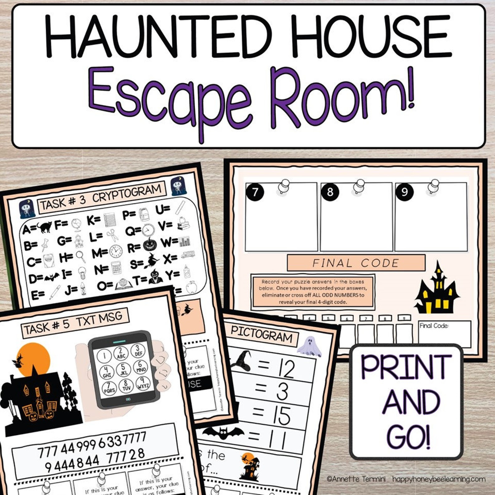 Haunted House Escape Room for Kids - Halloween - Printable Game ...
