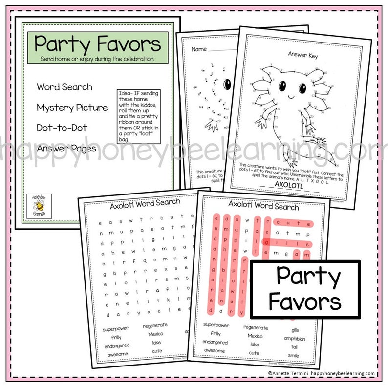 Axolotl BINGO Party for Kids - Complete Party Kit for Birthday Party or ...