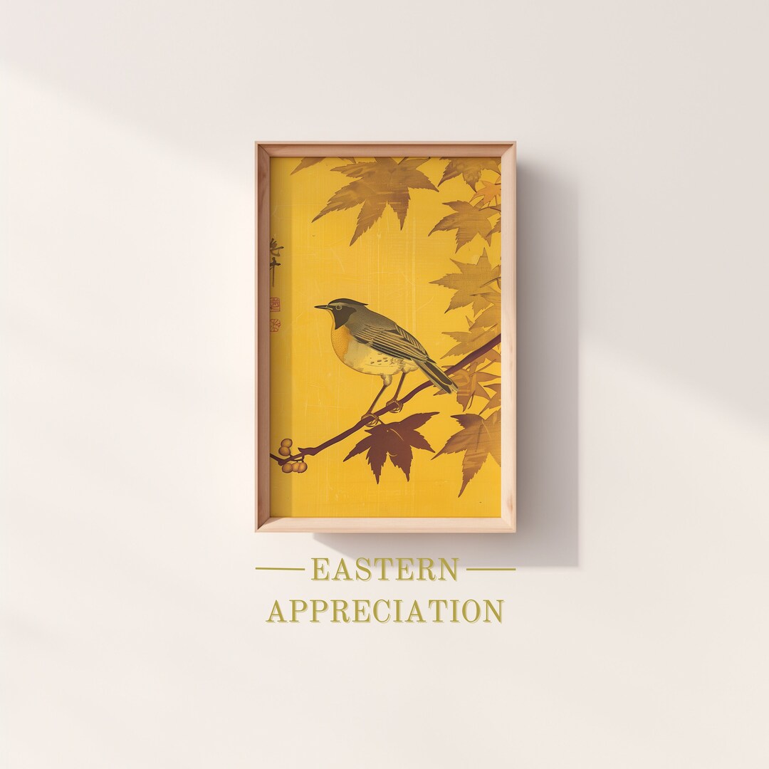 Robin in Japanese Maple Tree, Robin Art Print, Ohara Koson Wall Art ...