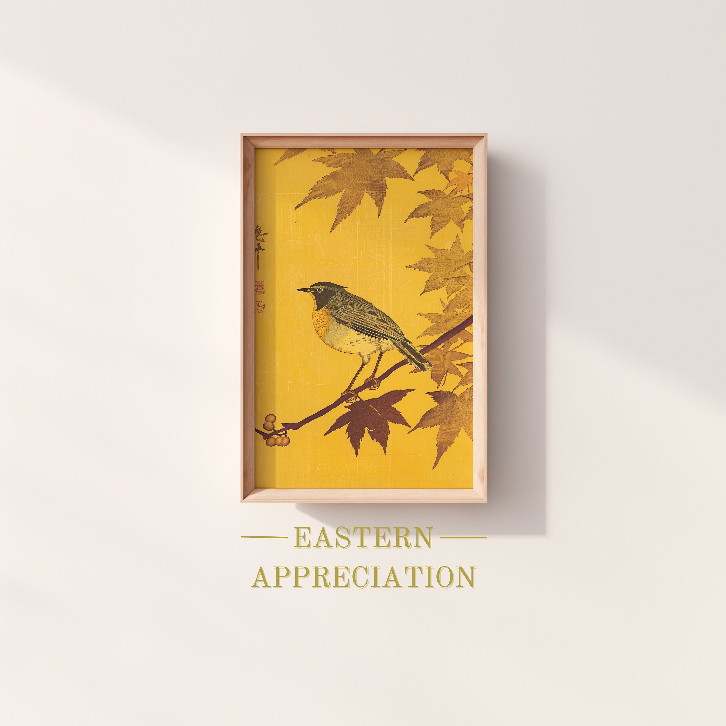 Robin in Japanese Maple Tree, Robin Art Print, Ohara Koson Wall Art ...