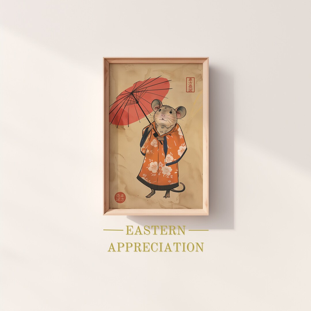 Printable Digital Japanese Mouse for Wall Art Poster or Canvas Decor ...