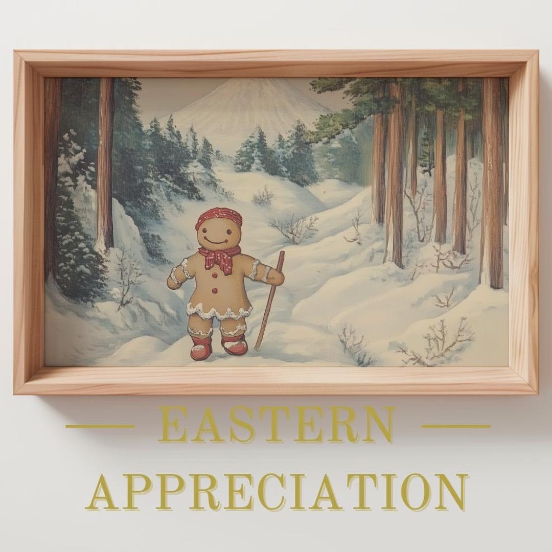 Cute Gingerbread Man Hiking in Winter Forest With Mountain Christmas ...