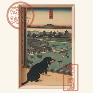 Printable Wall Art Bundle of Antique Dog Paintings in Vintage Japanese ...