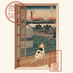 Printable Wall Art Bundle of Antique Dog Paintings in Vintage Japanese ...