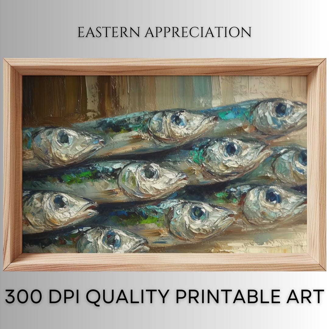Painting of Sardines Printable Wall Art, Sardine Decor, Sardine Print ...