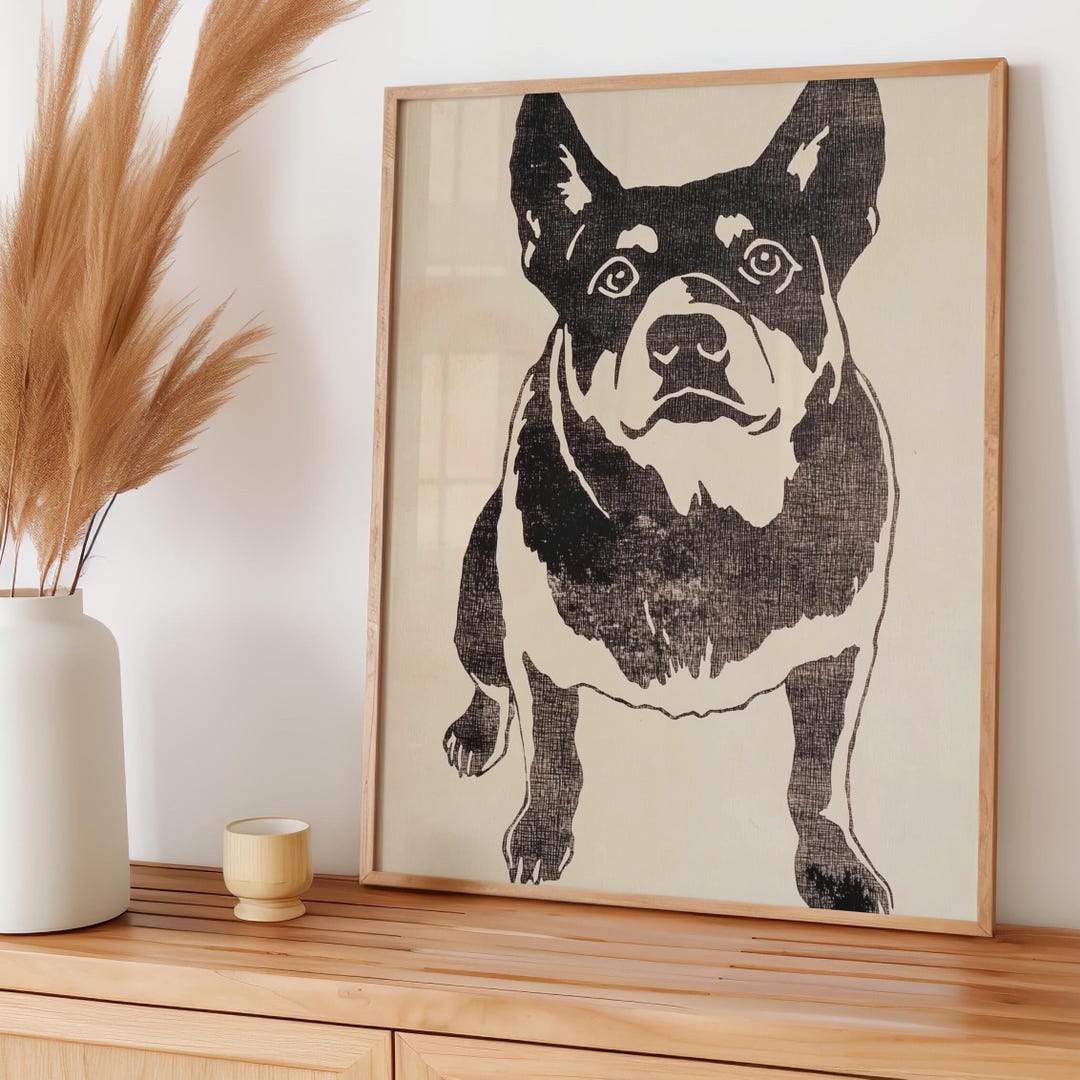 Printable Dog Art of German Shepherd in Japandi Wall Art Style for Dog ...