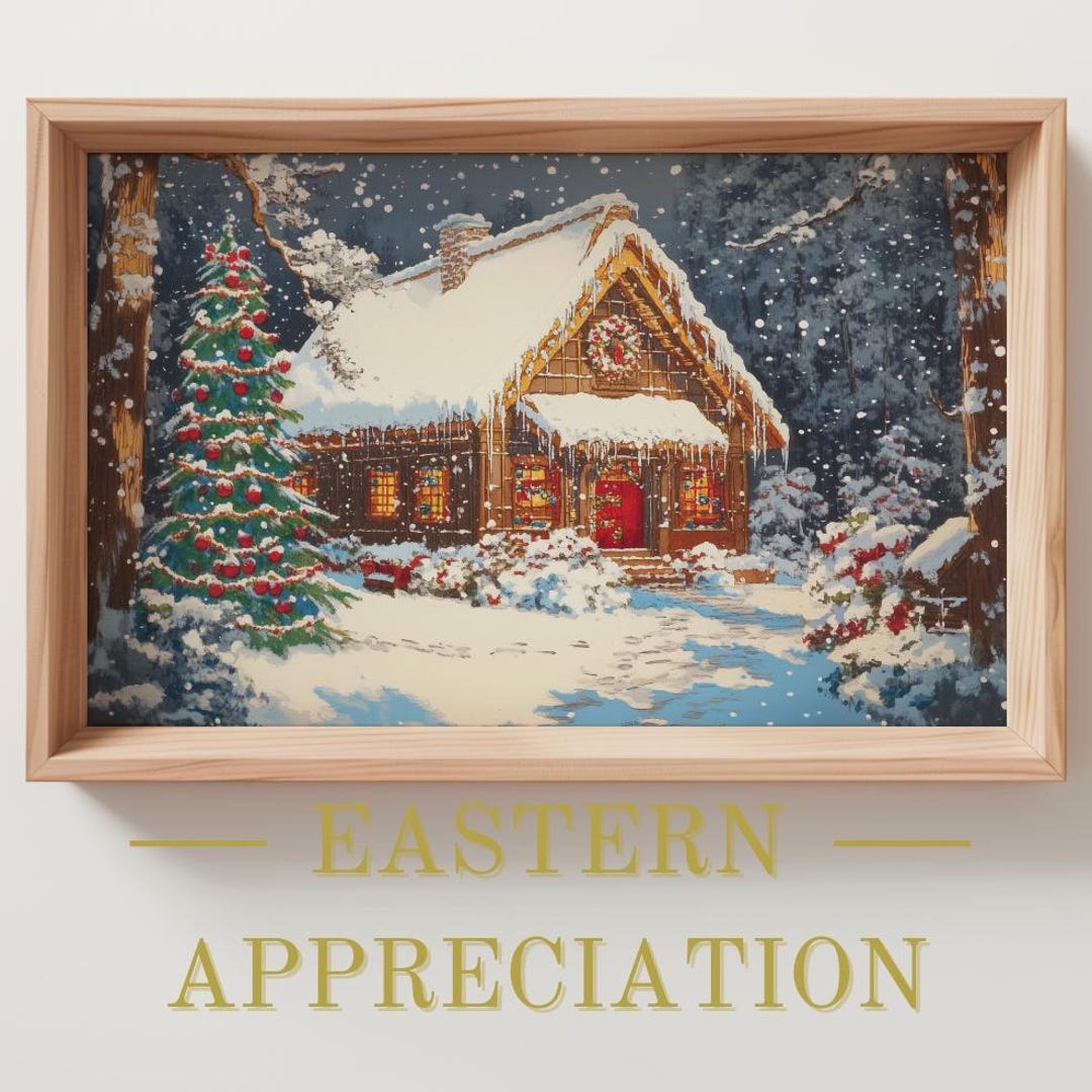 Gingerbread House Christmas Printable Wall Art in Japanese Japandi ...