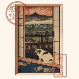 Printable Wall Art Bundle of Antique Dog Paintings in Vintage Japanese ...