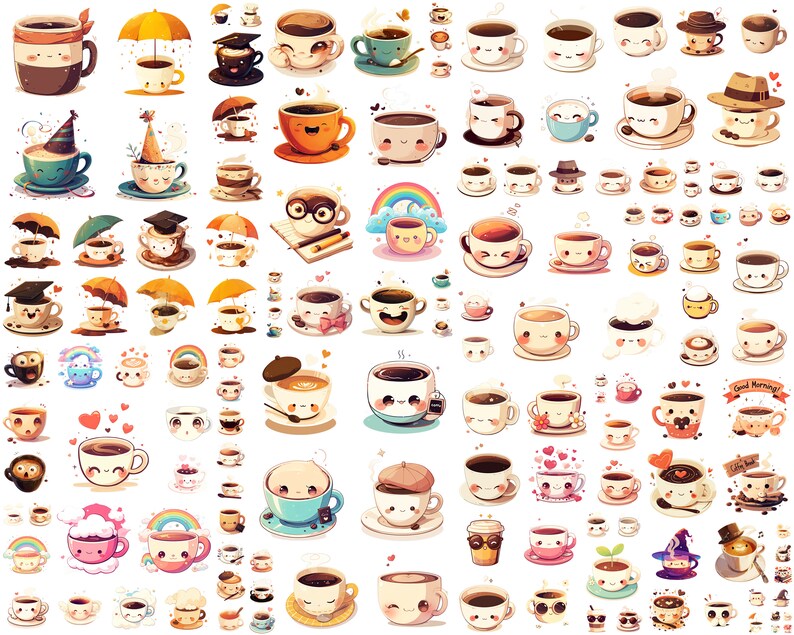 Kawaii Coffee Clipart Kawaii Drink Clipart Coffee Clipart Cute Coffee ...