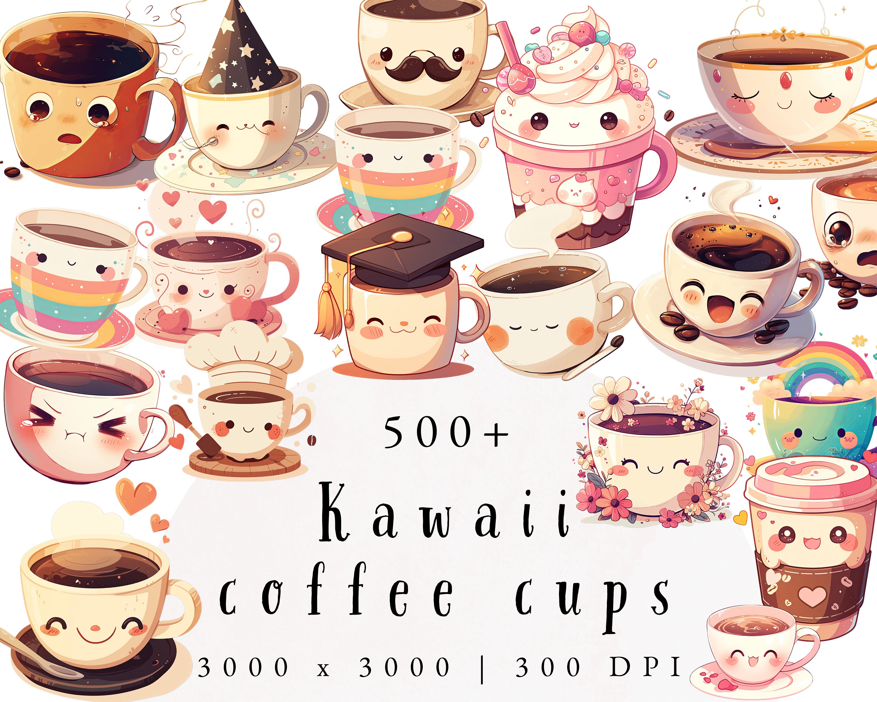 Kawaii Coffee Clipart | Kawaii Drink Clipart | Coffee Clipart | Cute ...