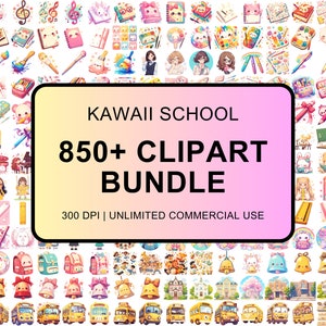 Kawaii School Clip Art, Kawaii School Supplies Clipart, College Clip ...