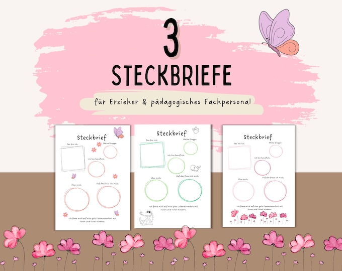 2 Steckbriefe für Erzieher | Steckbrief Kita | Vorlage Erzieherinnen ...