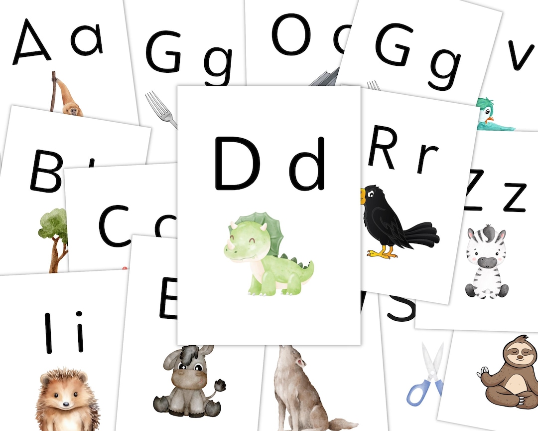 Alphabet Printable Learning Cards Montessori Letter Cards ABC Wall ...