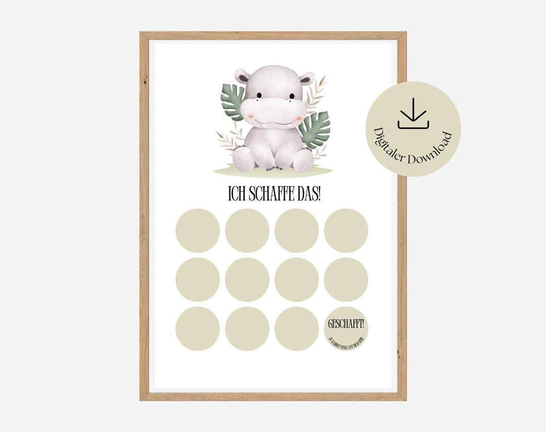 Reward Chart for Children Hippo | Reward System for Children | Positive ...