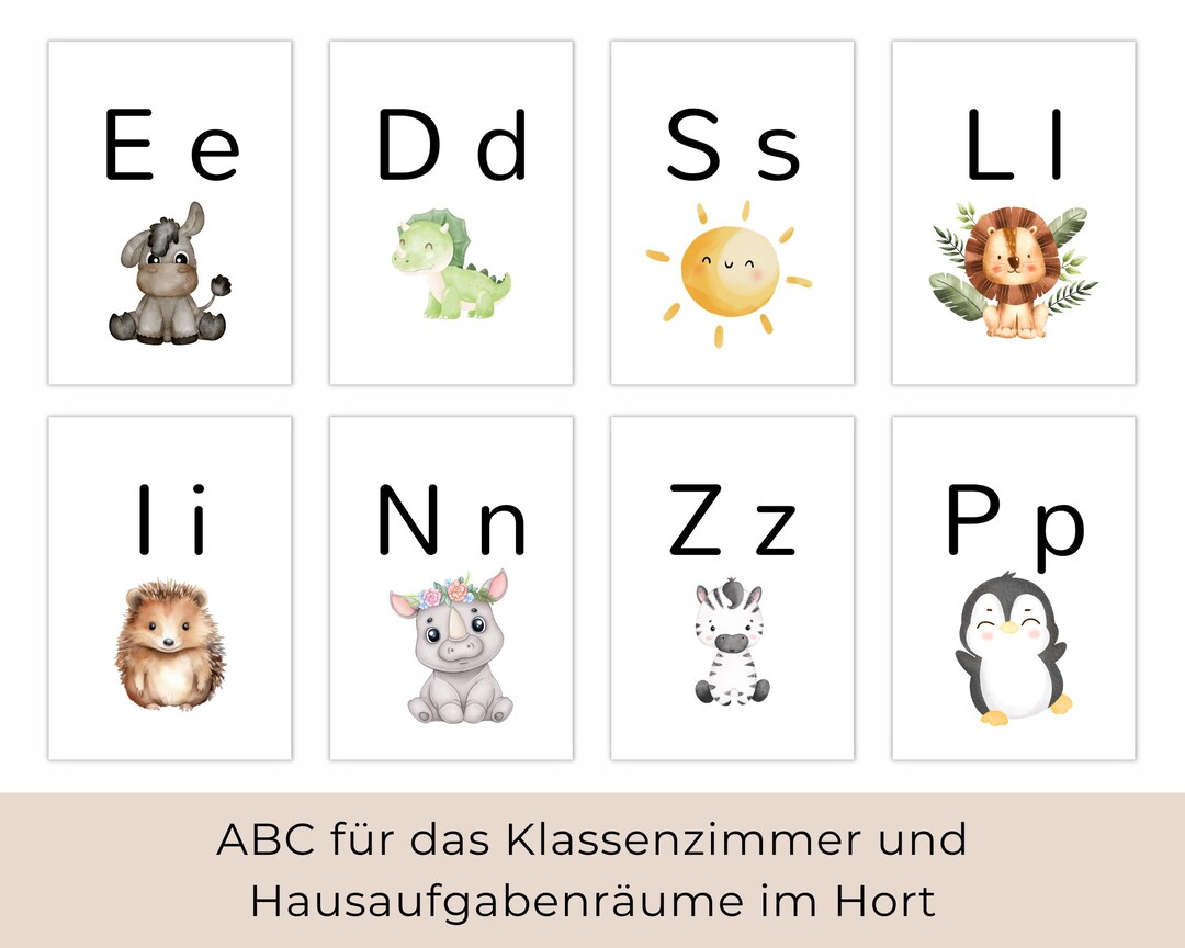 Alphabet Printable Learning Cards Montessori Letter Cards ABC Wall ...