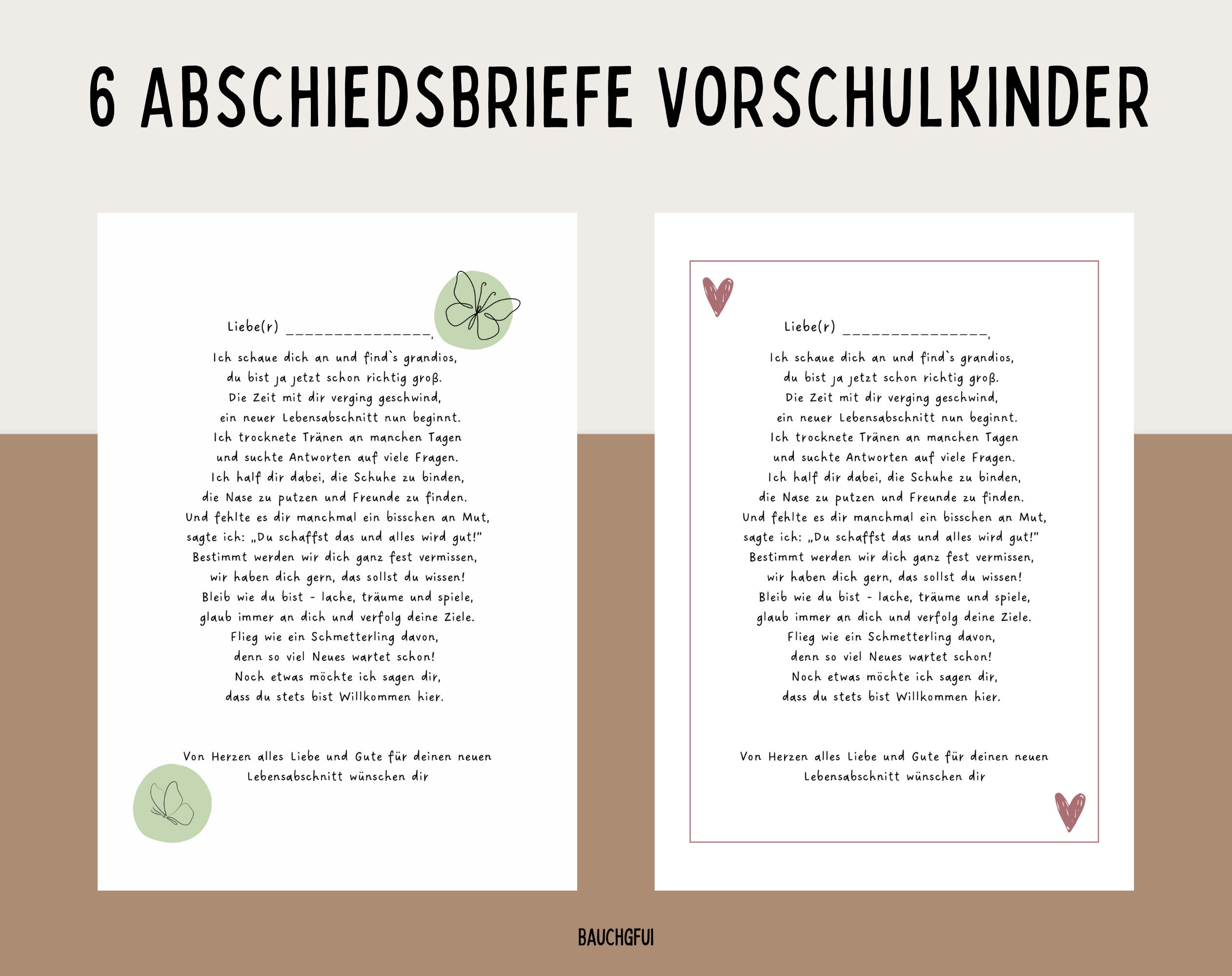 Abschiedsbrief Vorlagen für Vorschulkinder - Emotional und Einzigartig ...