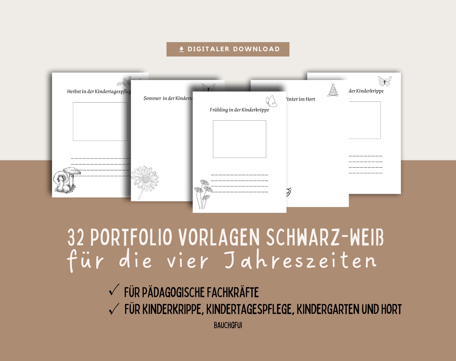 32 Black and White Portfolio Templates Daycare Nursery, Kindergarten ...