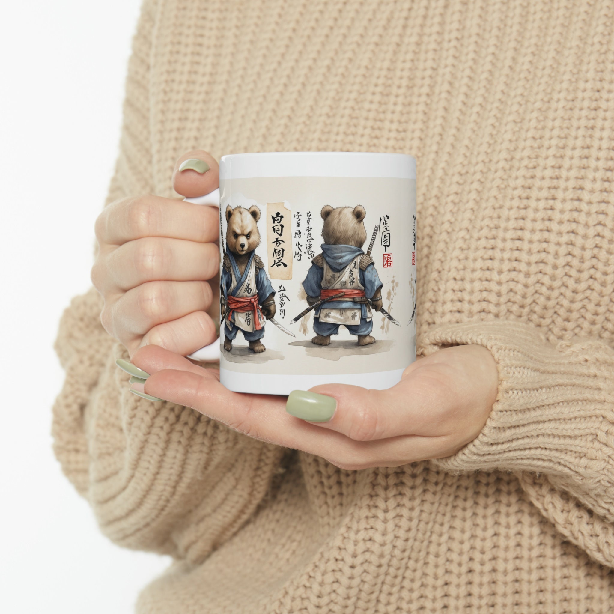 Ceramic Mug, ninja Bear V4, 11oz Coffee Mug, Gift for Dad, Samurai and ...