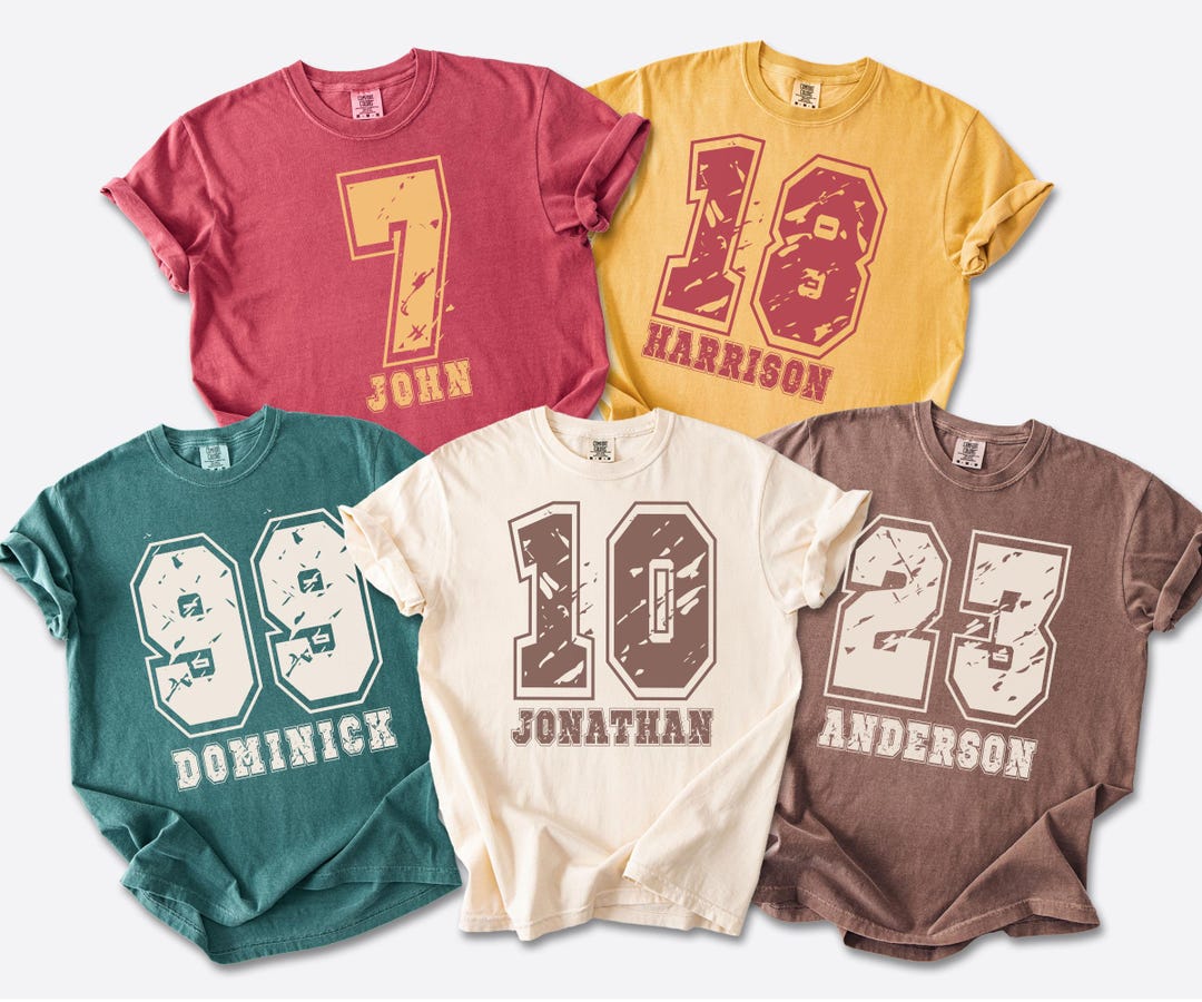 Custom Football Number Shirt: Personalized Comfort Colors Team Tee - Etsy