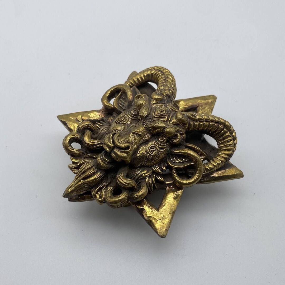 Handmade Brass Goat Head Belt Buckle - Satanic Ritual Accessory for ...