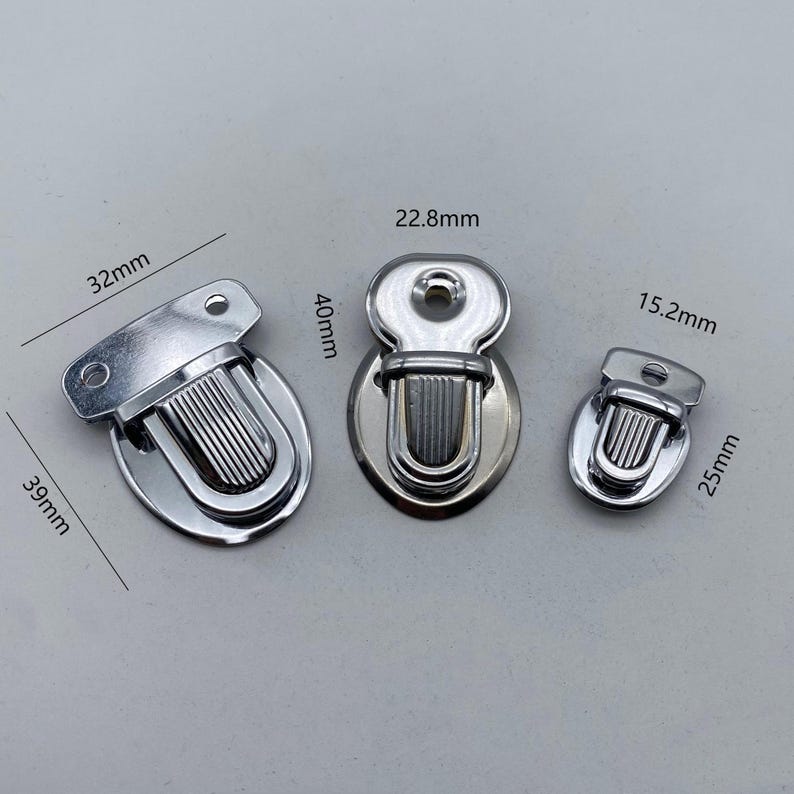 Silver Thumb Lock Leather Bag Tuck Lock Purse Catch Lock Press Button ...