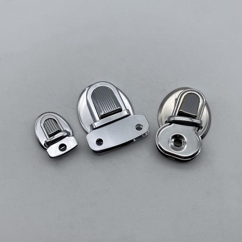 Silver Thumb Lock Leather Bag Tuck Lock Purse Catch Lock Press Button ...