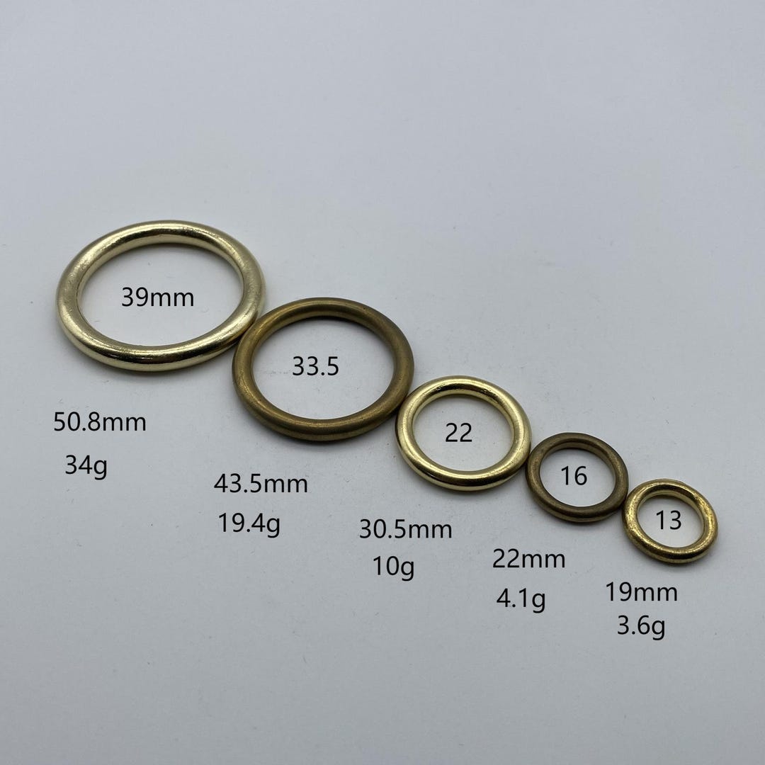 Solid Brass O Ring Leather Bag O Ring Loop Shiny Finish 13mm/16mm/22mm ...