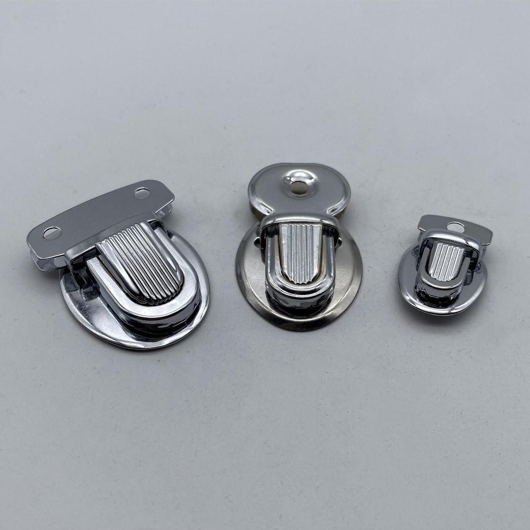 Silver Thumb Lock Leather Bag Tuck Lock Purse Catch Lock Press Button ...