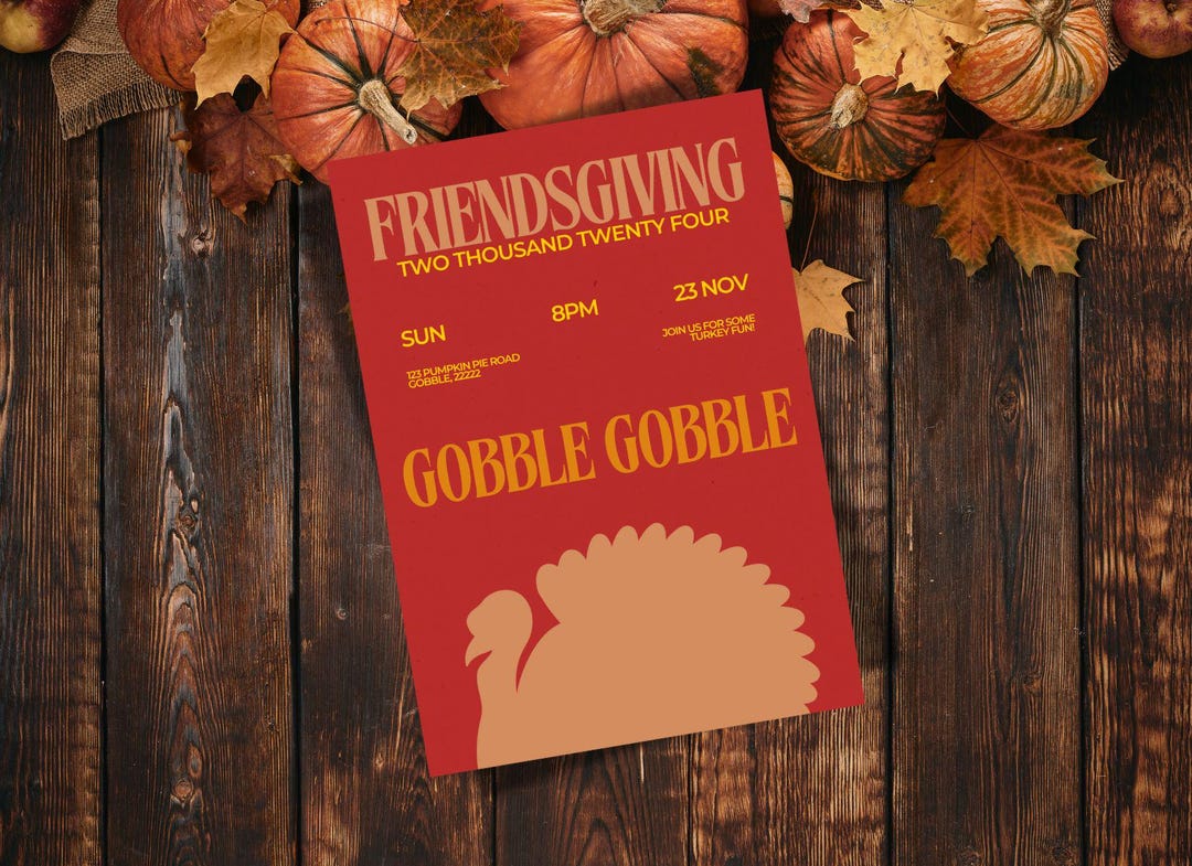 Friendsgiving Template, Editable Thanksgiving Invitation Design, Canva ...